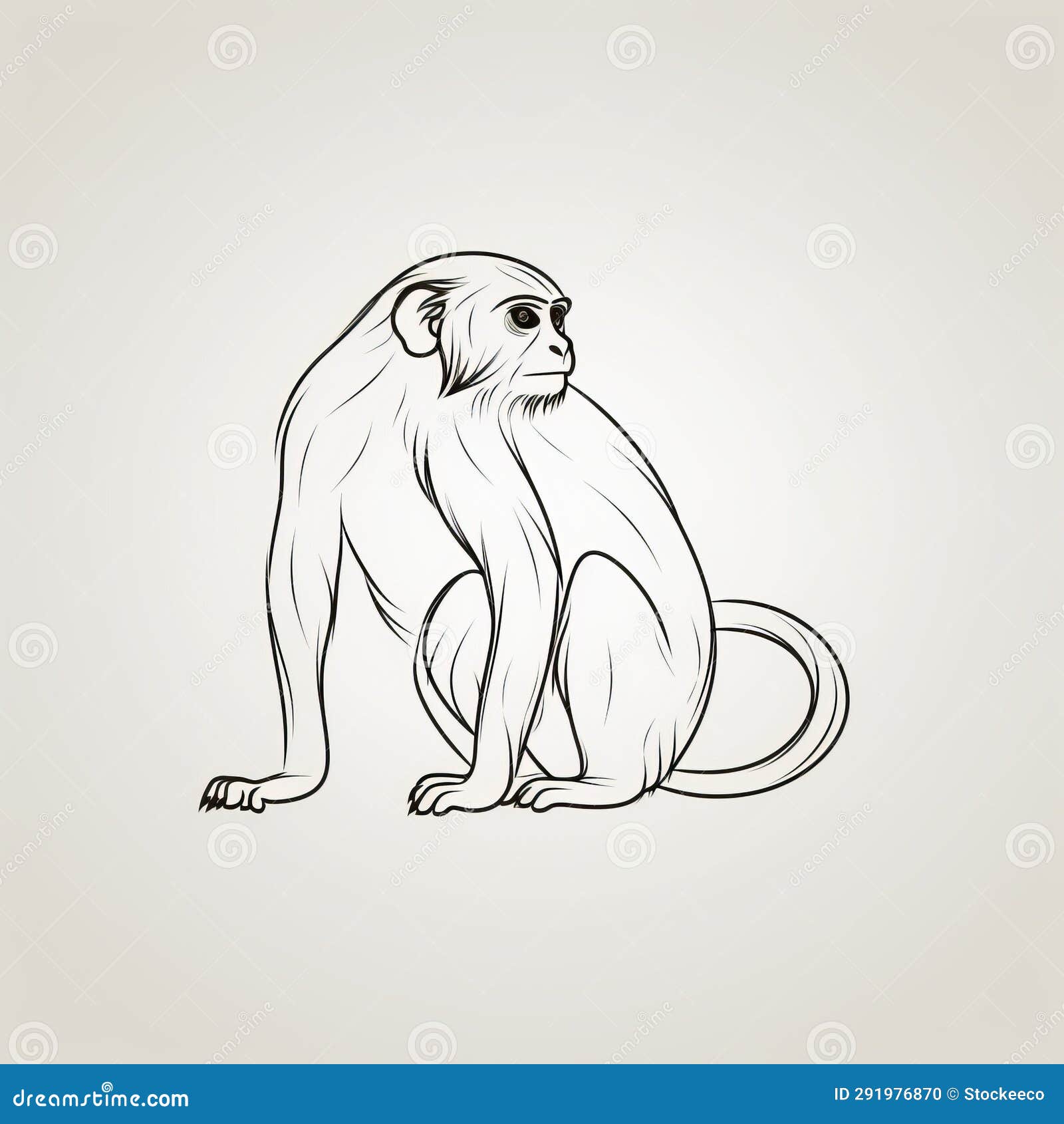 Minimal Retouching: Artistic Illustration of a Sitting Monkey Stock ...