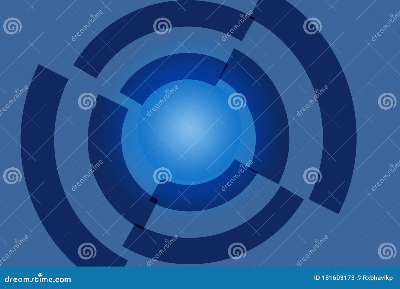 Minimal Rotating Stripes in Circle Form Glow in Centre on Blue Gradient ...