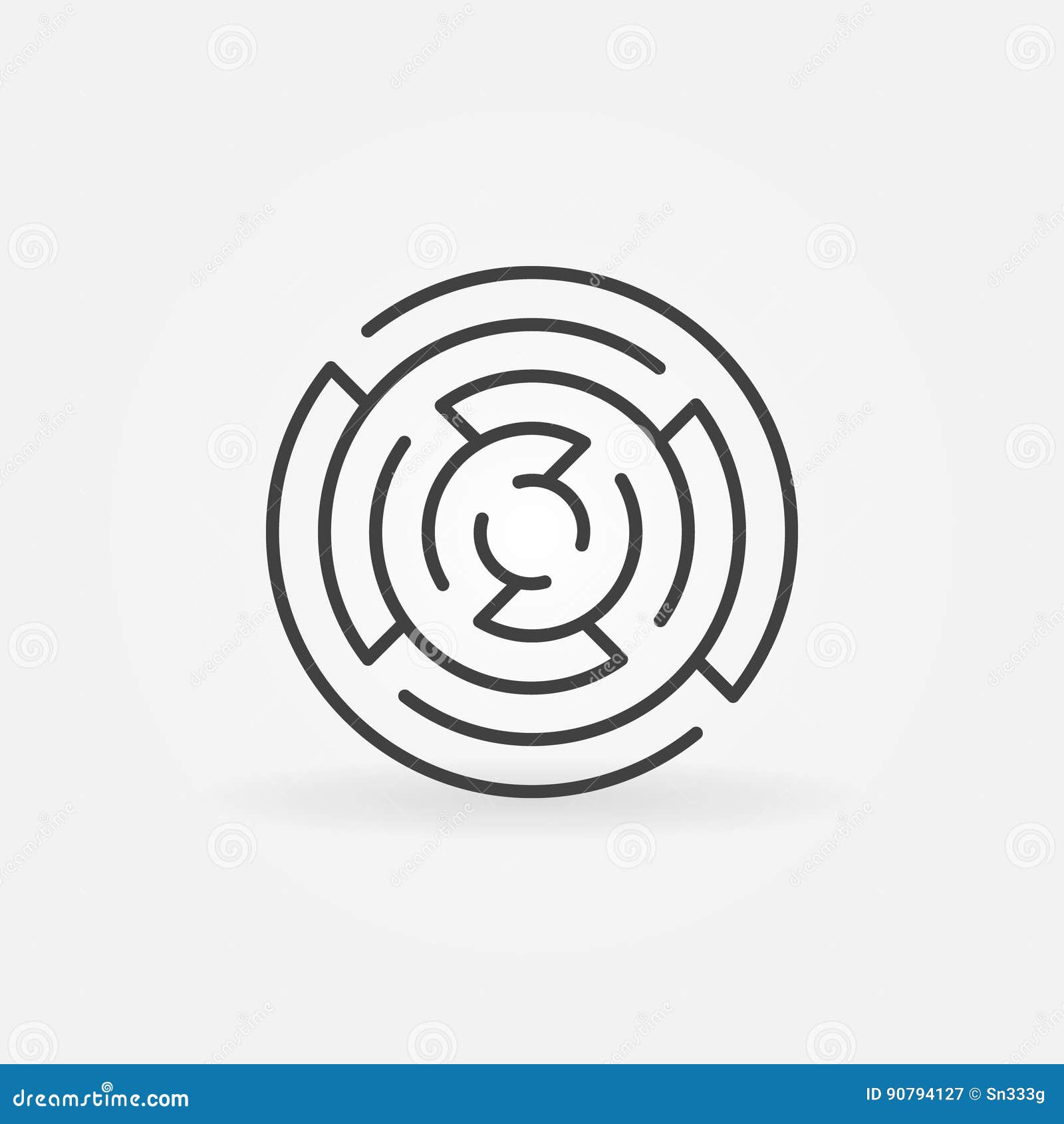 Minimal round maze icon stock vector. Illustration of problem - 90794127