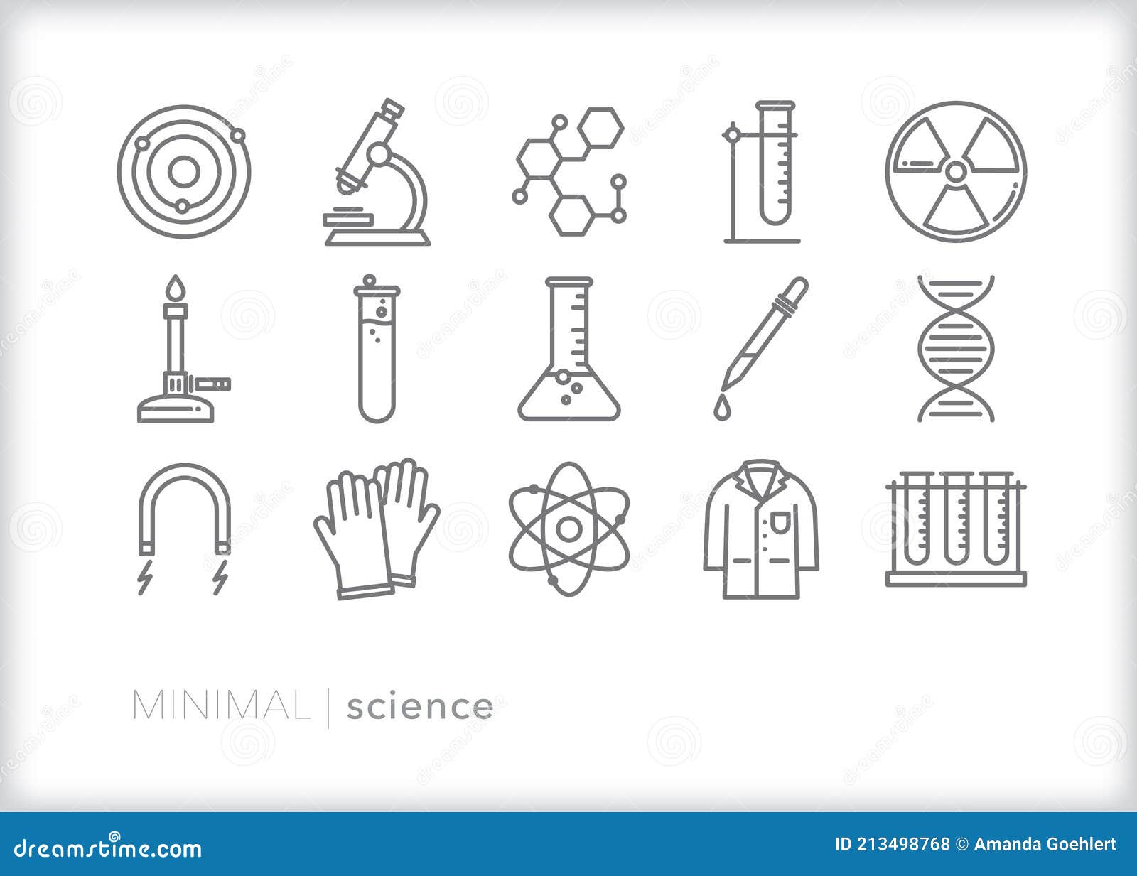 Science Icon Set of Biology, Chemistry, Physics and Lab Items Stock ...