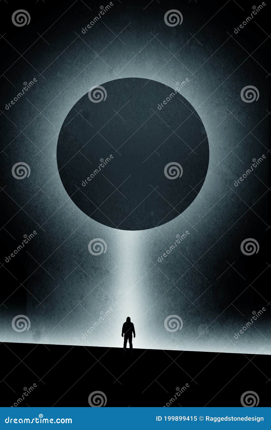 A Minimal Science Fiction Edit of a Hooded Silhouette of a Figure of a ...