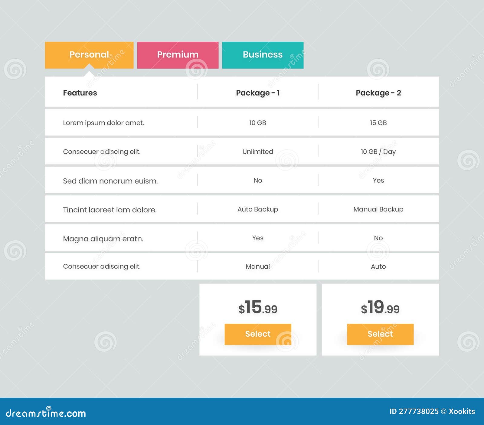 Minimal Pricing Comparison List With Check Mark Ui Design In Smartphone ... Minimal Pricing Comparison List With Check Mark Ui Design In Smartphone ...