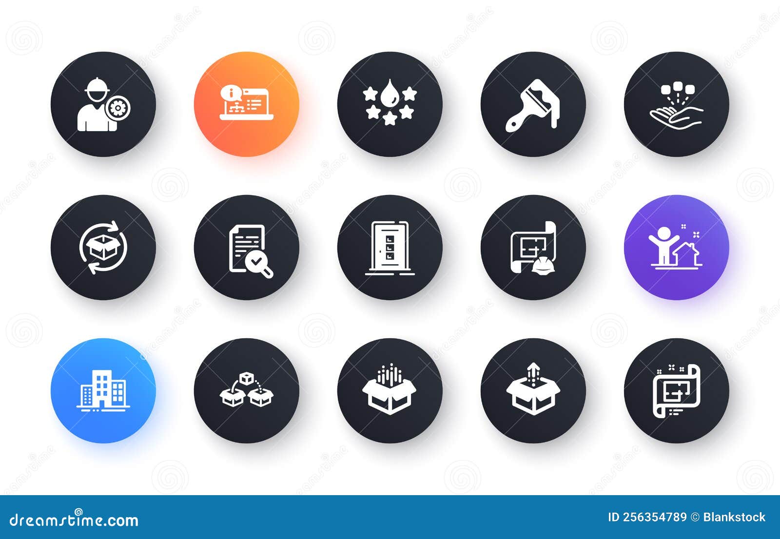 Minimal Set of Door, Open Box and Send Box Flat Icons for Web ...