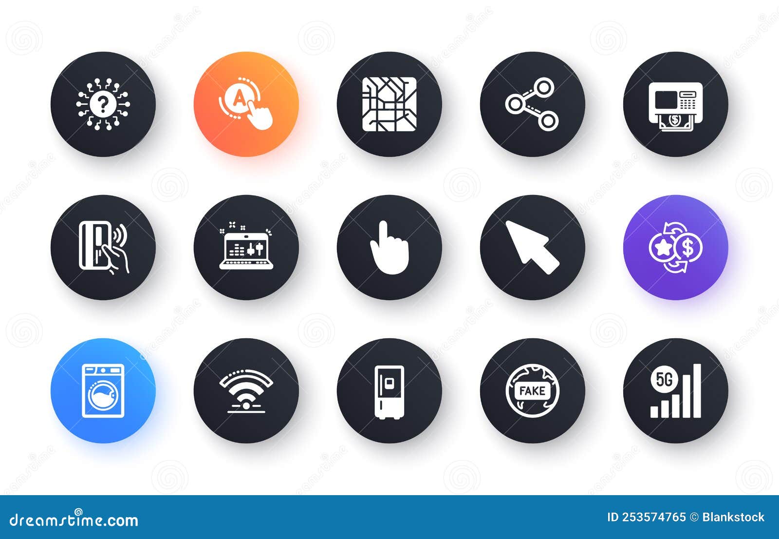 Minimal Set of Question Mark, Share and Refrigerator Flat Icons for Web ...