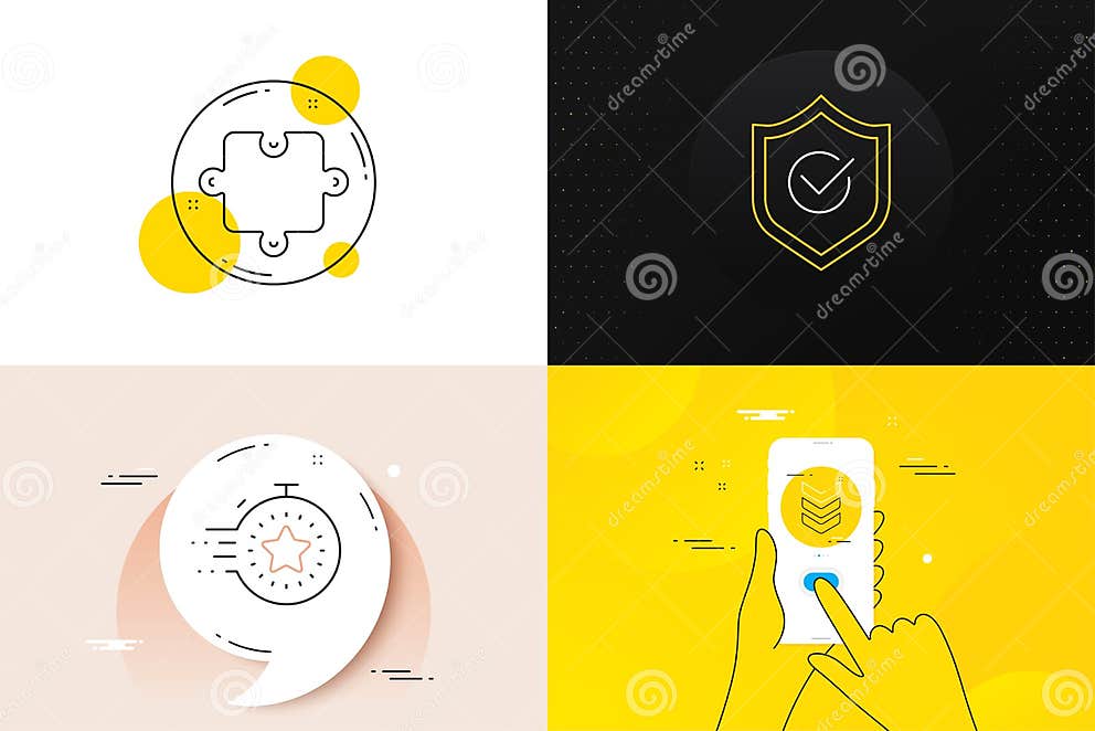 Minimal Set of Shoulder Strap, Puzzle and Timer Line Icons. for Web ...