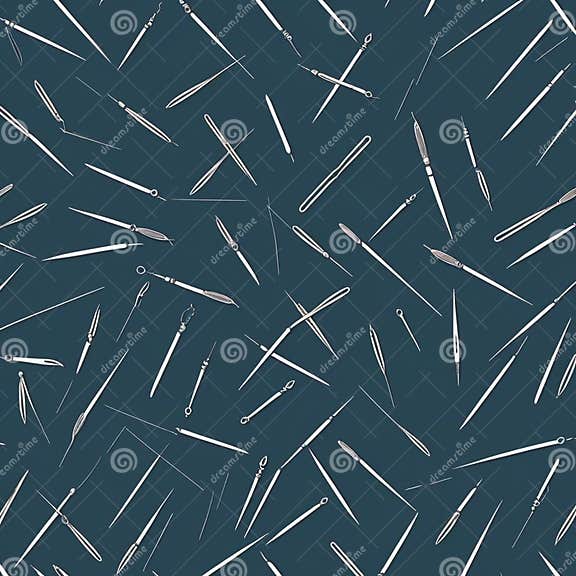Minimal Sewing Needle & Tailoring Concept Seamless Pattern Stock ...