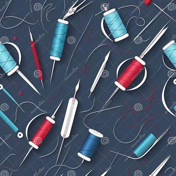 Minimal Sewing Needle & Tailoring Concept Seamless Pattern Stock ...