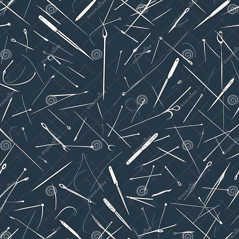 Minimal Sewing Needle & Tailoring Concept Seamless Pattern Stock ...