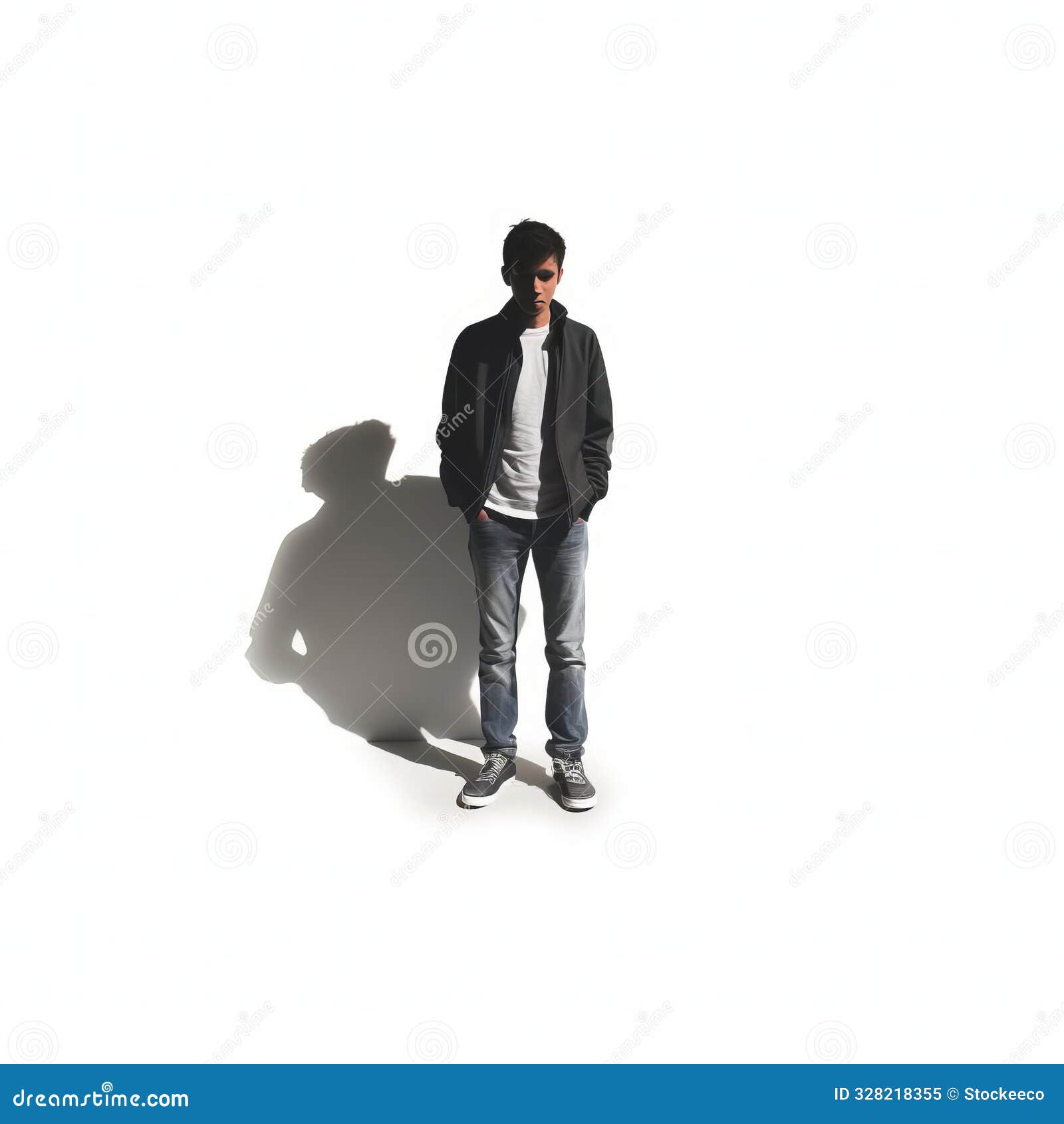 Minimal Shadow of Full Body on White Isolated Background Stock ...