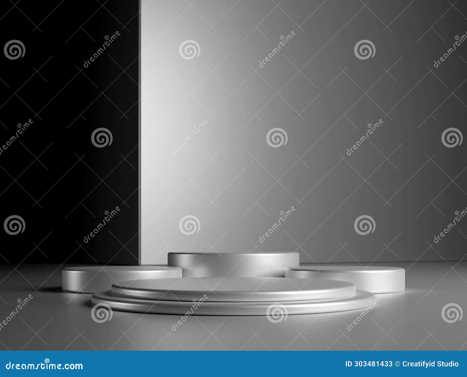 Minimal Silver Podium Product Presentation On Silver Background Stock ...