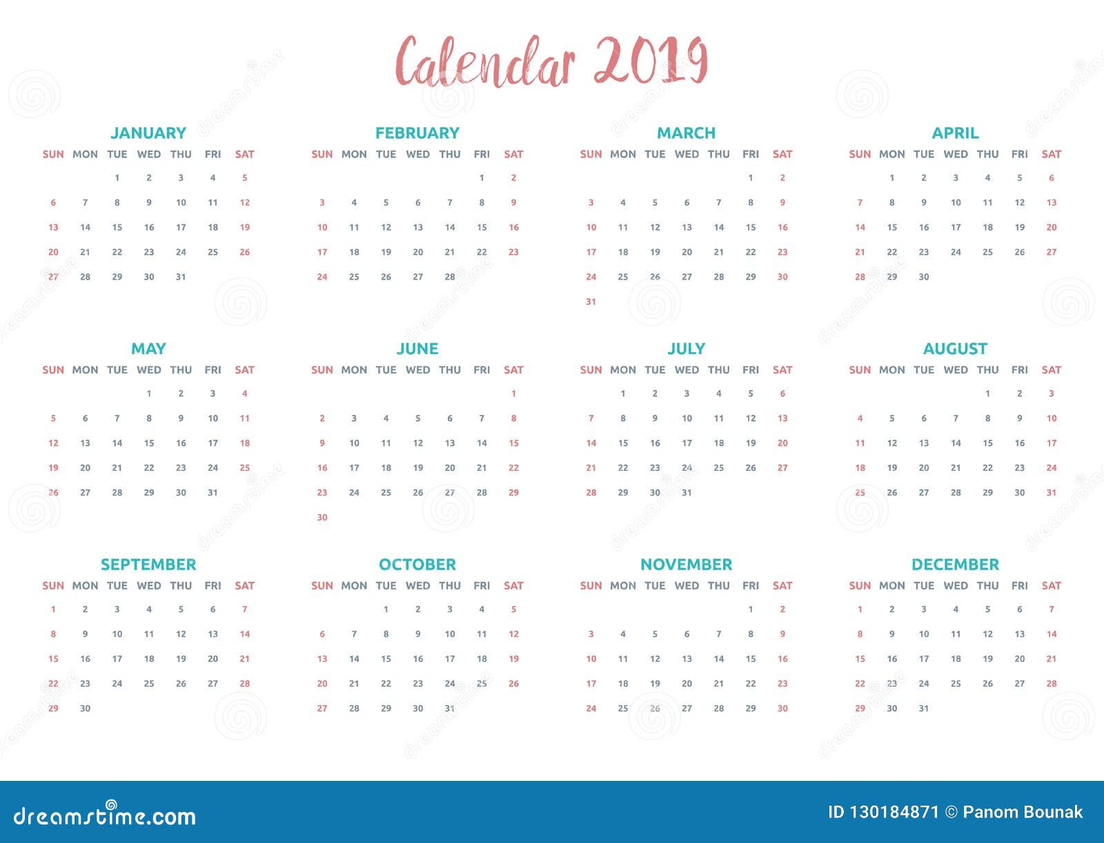 Minimal Simple Calendar Design for January To December Stock ...