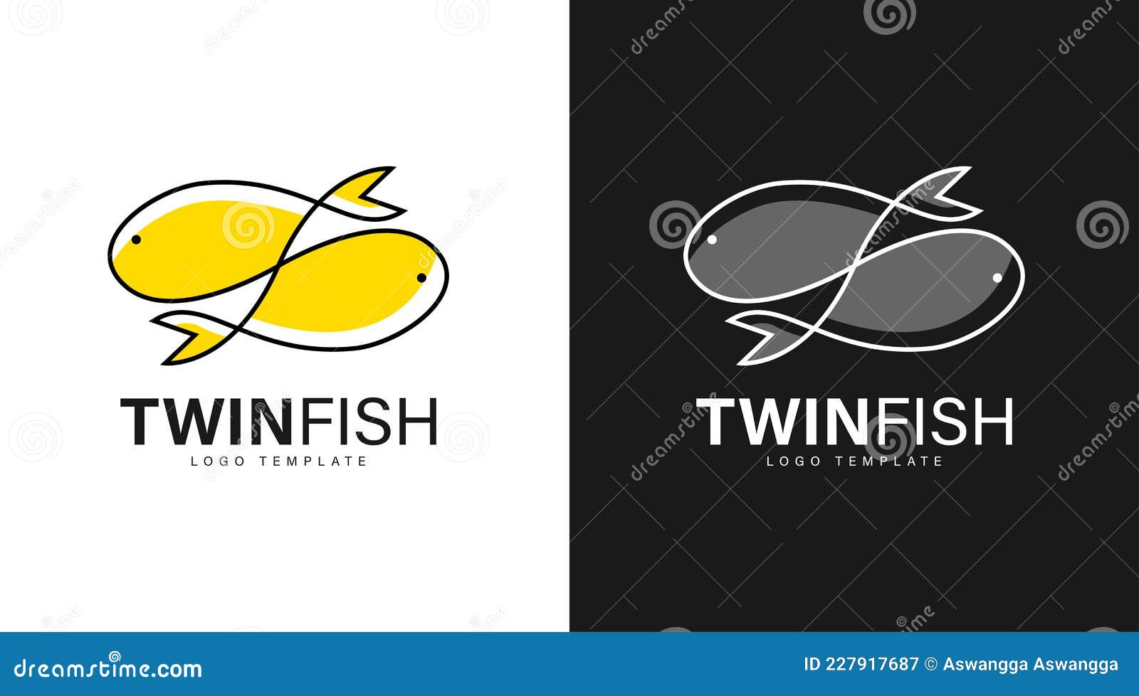 Minimal Simple Modern Twin Fish Logo Template Stock Vector ...