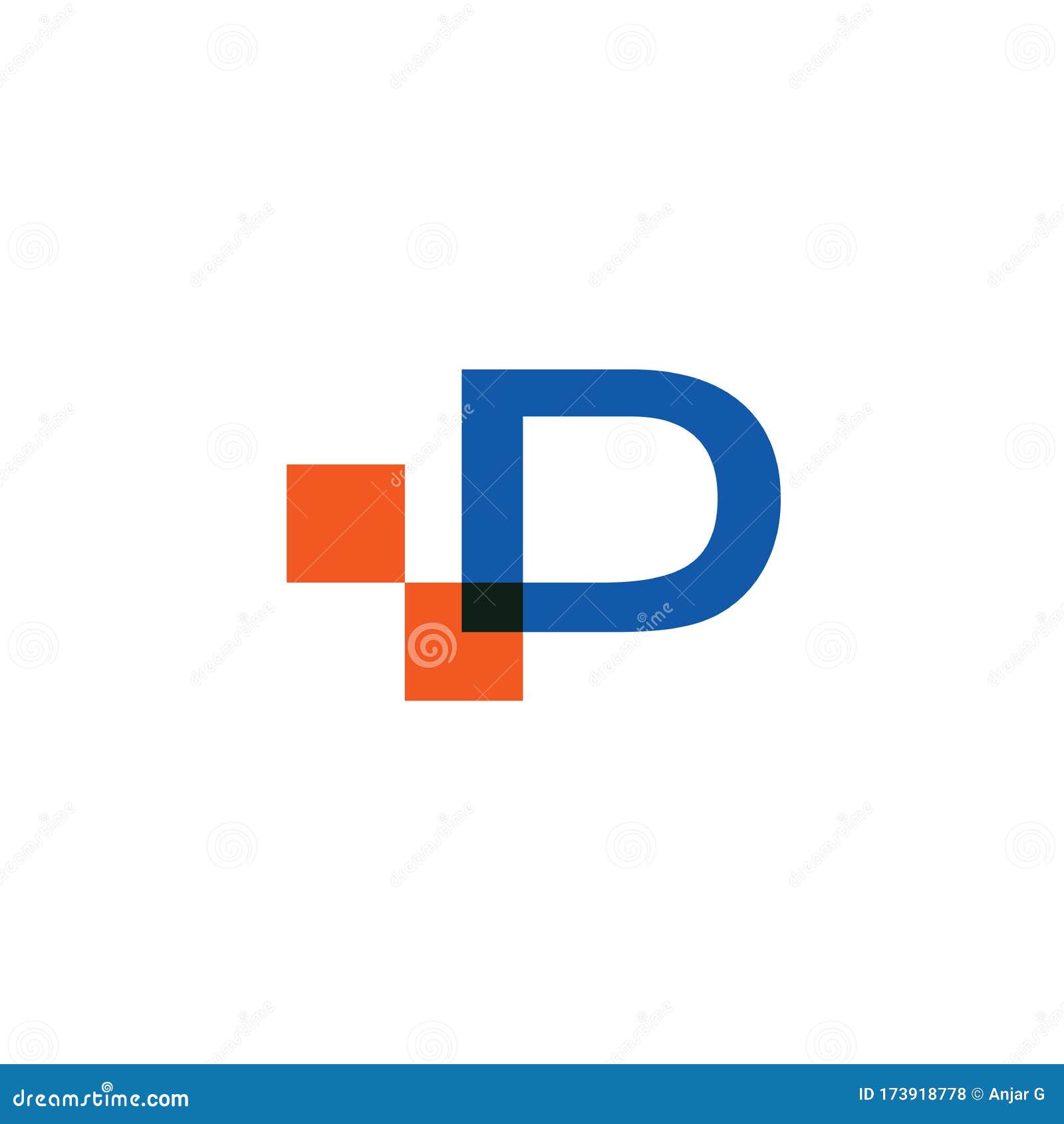 Minimal Square Overlay Initial D Letter Logo Icon Stock Vector ...