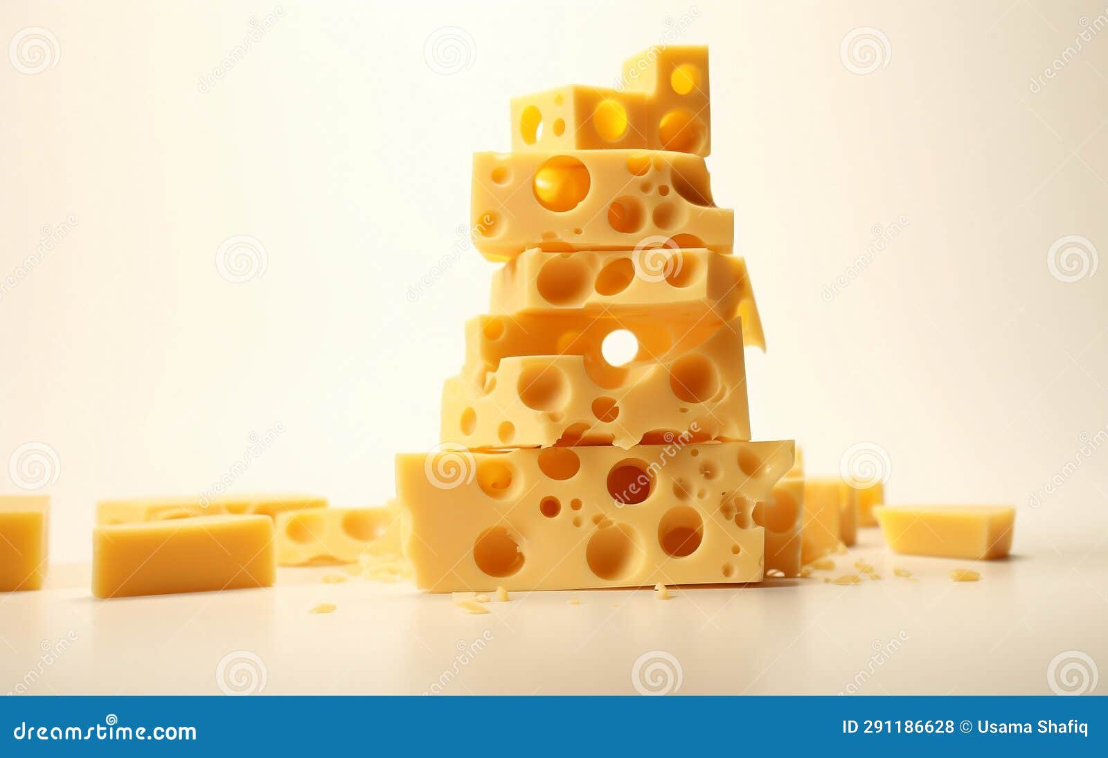 Minimal Stack of Sliced Swiss Cheese on a Small Surface. Generative AI ...