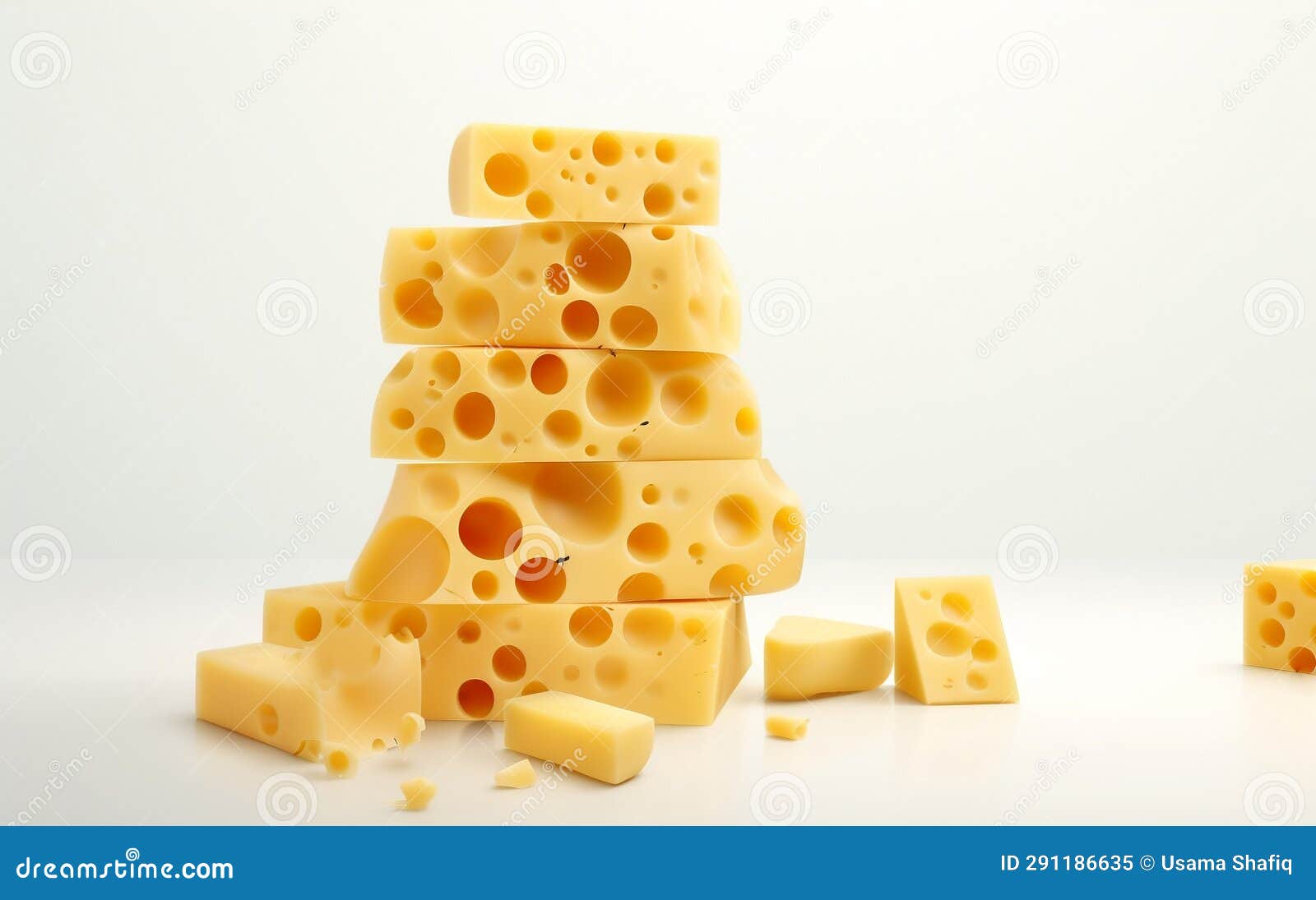 Minimal Stack of Sliced Swiss Cheese on a Small Surface. Generative AI ...