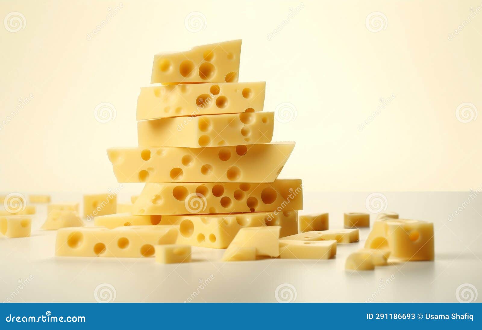 Minimal Stack of Sliced Swiss Cheese on a Small Surface. Generative AI ...