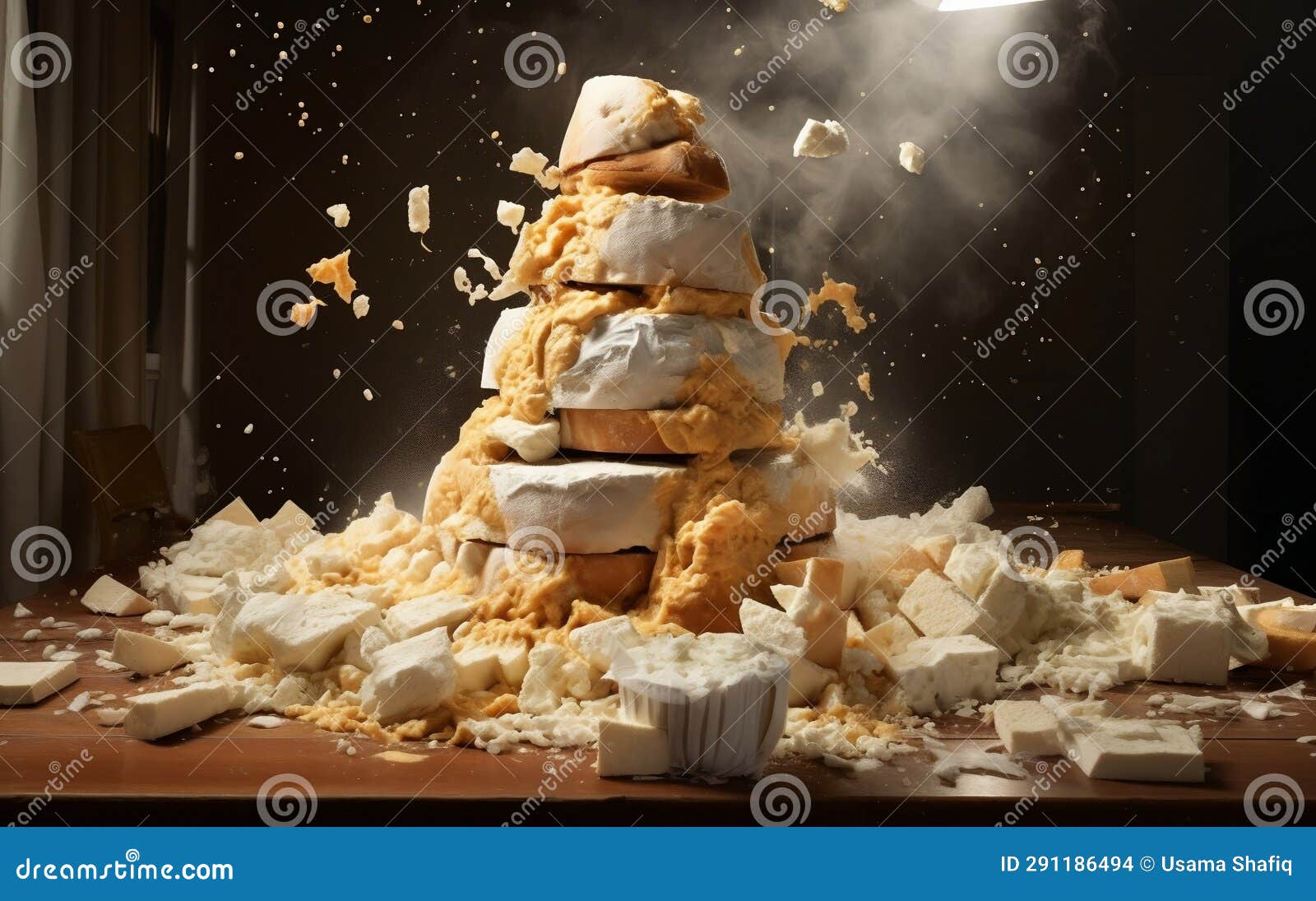 Minimal Stack of Sliced Swiss Cheese on a Small Surface. Generative AI ...