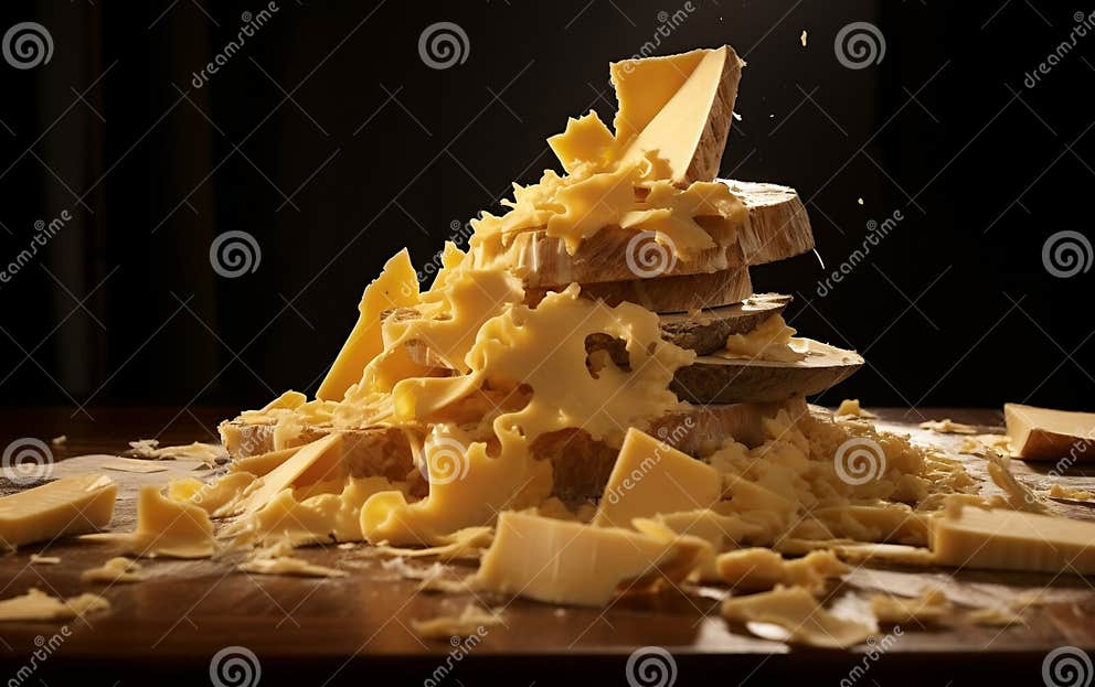 Minimal Stack of Sliced Swiss Cheese on a Small Surface. Generative AI ...