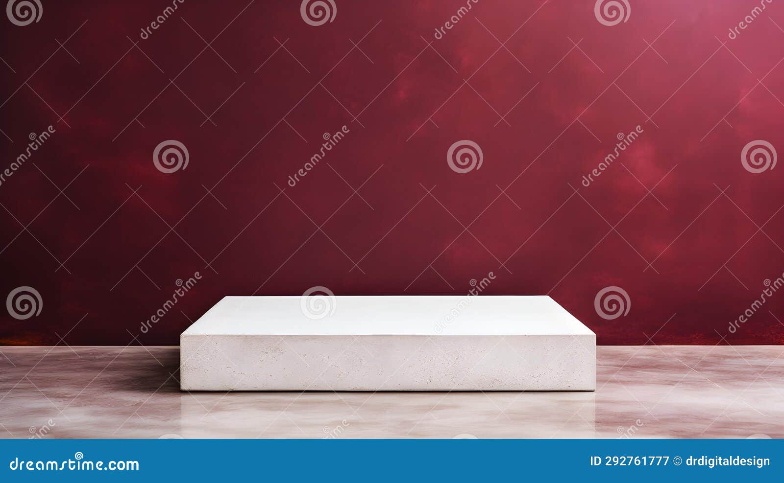Square Stone Podium in Front of a Burgundy Studio Background. White ...