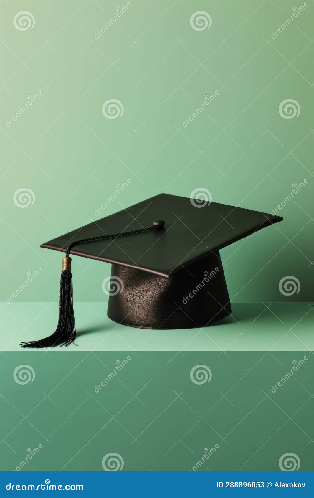 Minimal Style Academic Cap on Light Green Background AI Generated Stock ...
