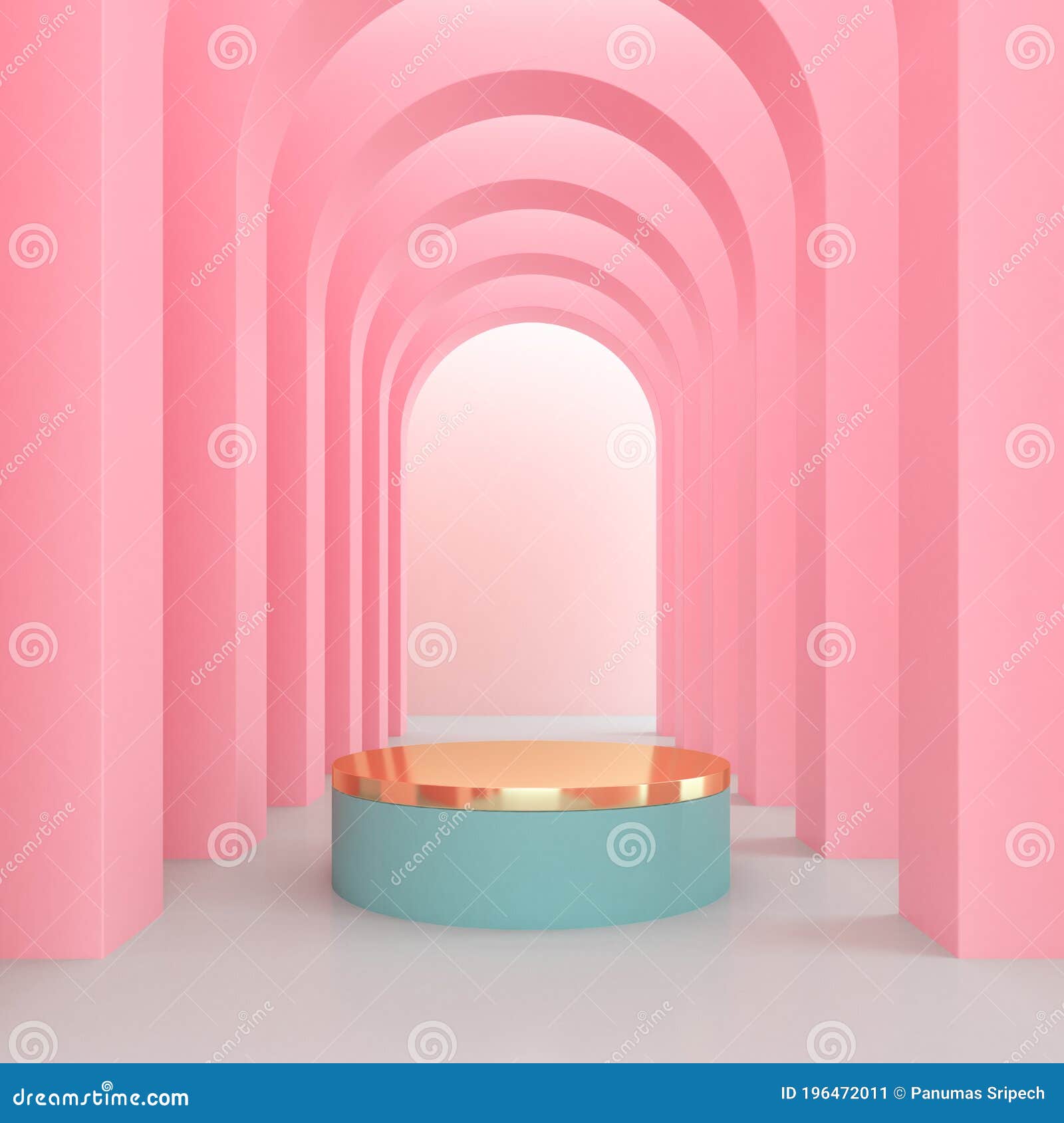 Minimal Style of Arch Space with Gold Presentation Podium ...