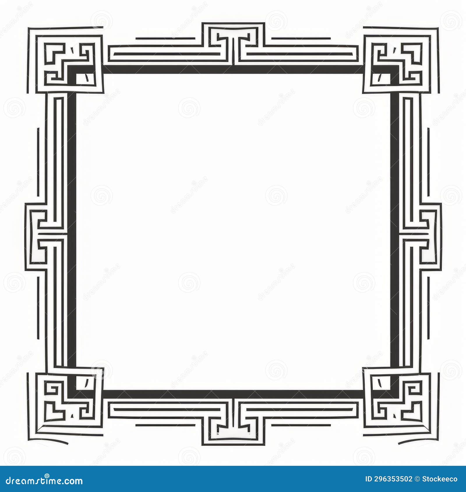 Minimal Style Black and White Greek Square Frame Vector Stock ...