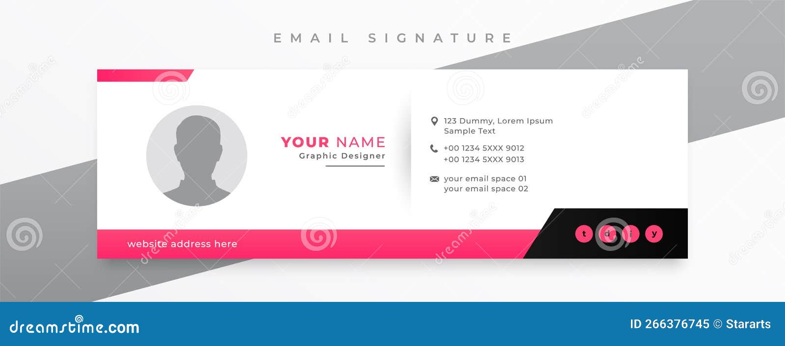 Minimal Style Email Signature Card Template in Horizontal Design Vector ...