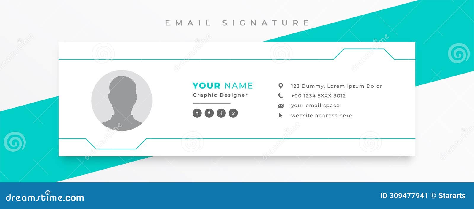 Minimal Style Mail Signature Card Template in Horizontal Layout Design ...