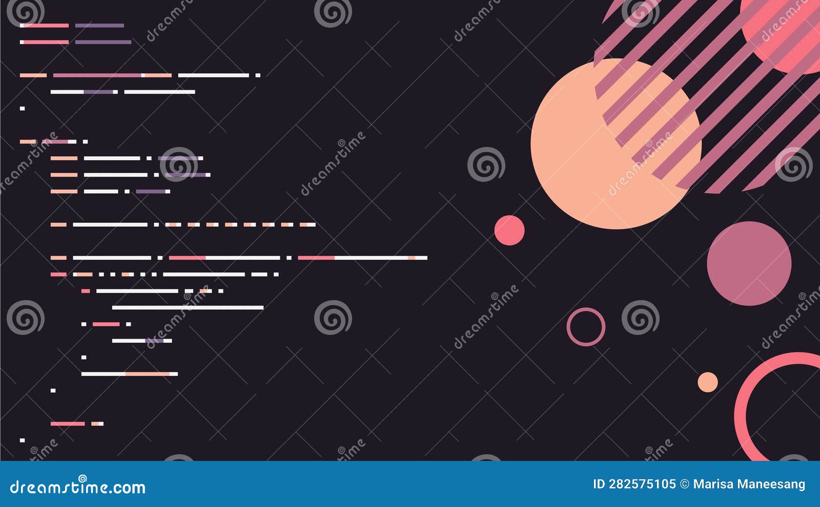 Minimal Style Music Coding Script Line Illustration with Circle Palette ...