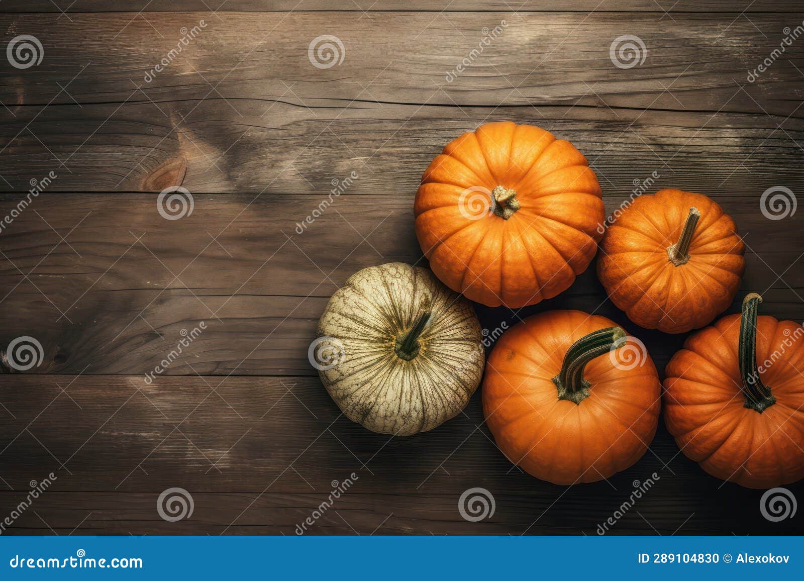 Minimal Style Pumpkins on Rustic Wooden Background AI Generated Stock ...