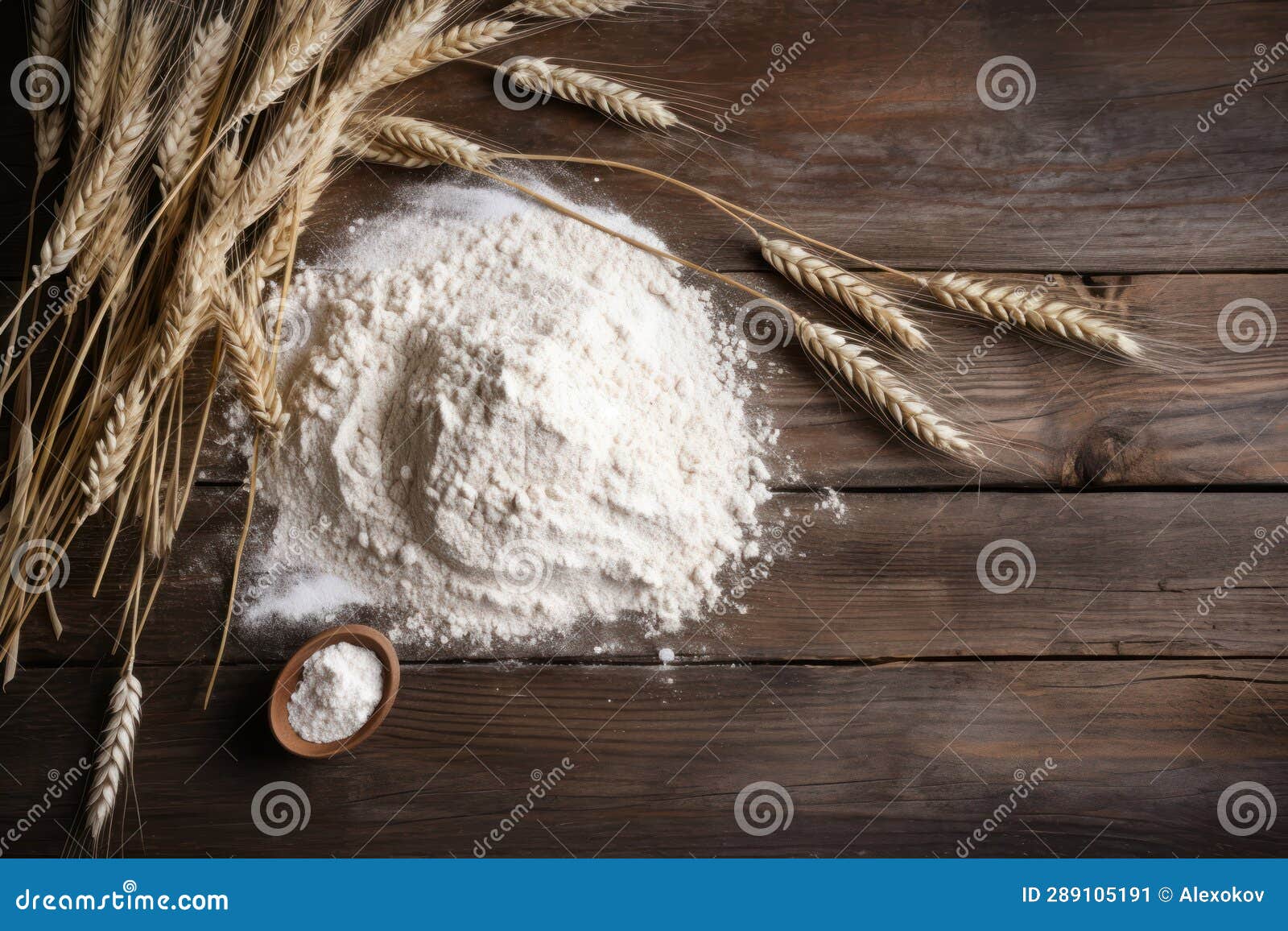 Minimal Style Wheat Flour on Rustic Wooden Background AI Generated ...