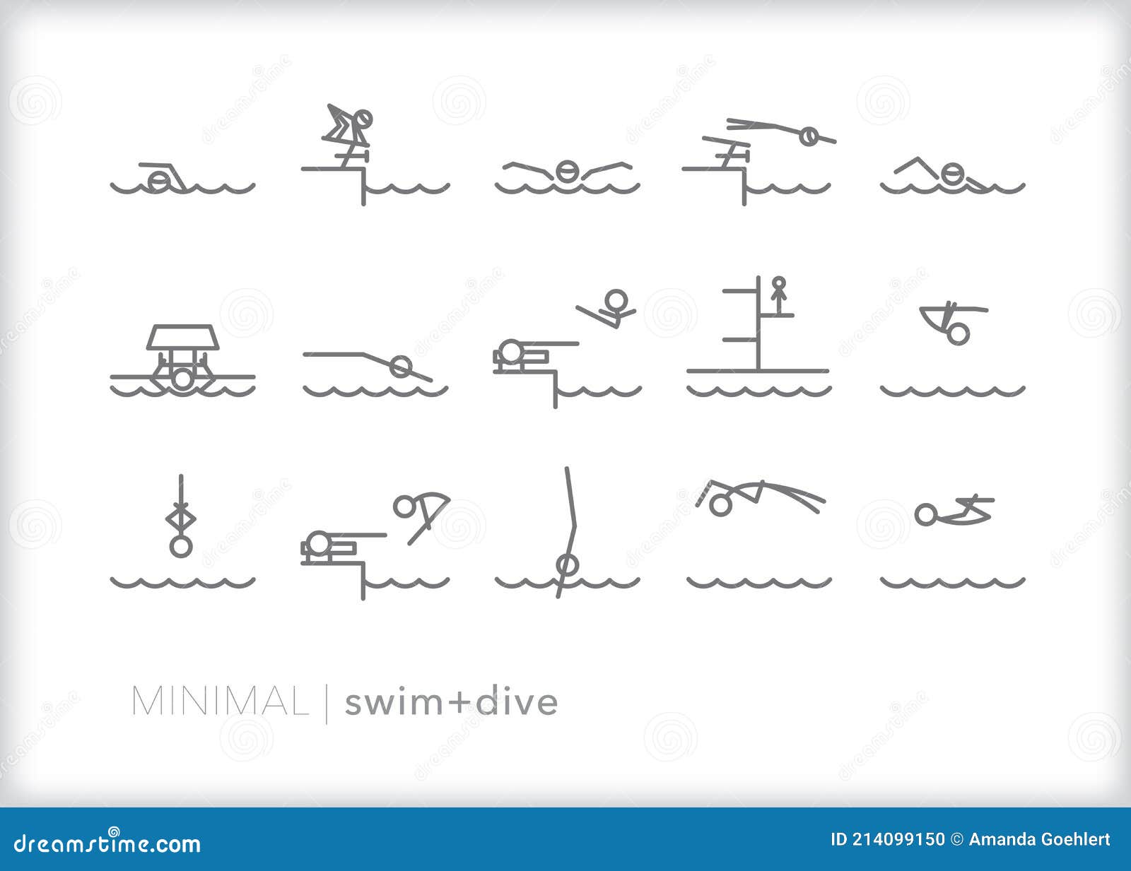 Swim and Dive Icon Set for Sports Teams Stock Vector - Illustration of ...