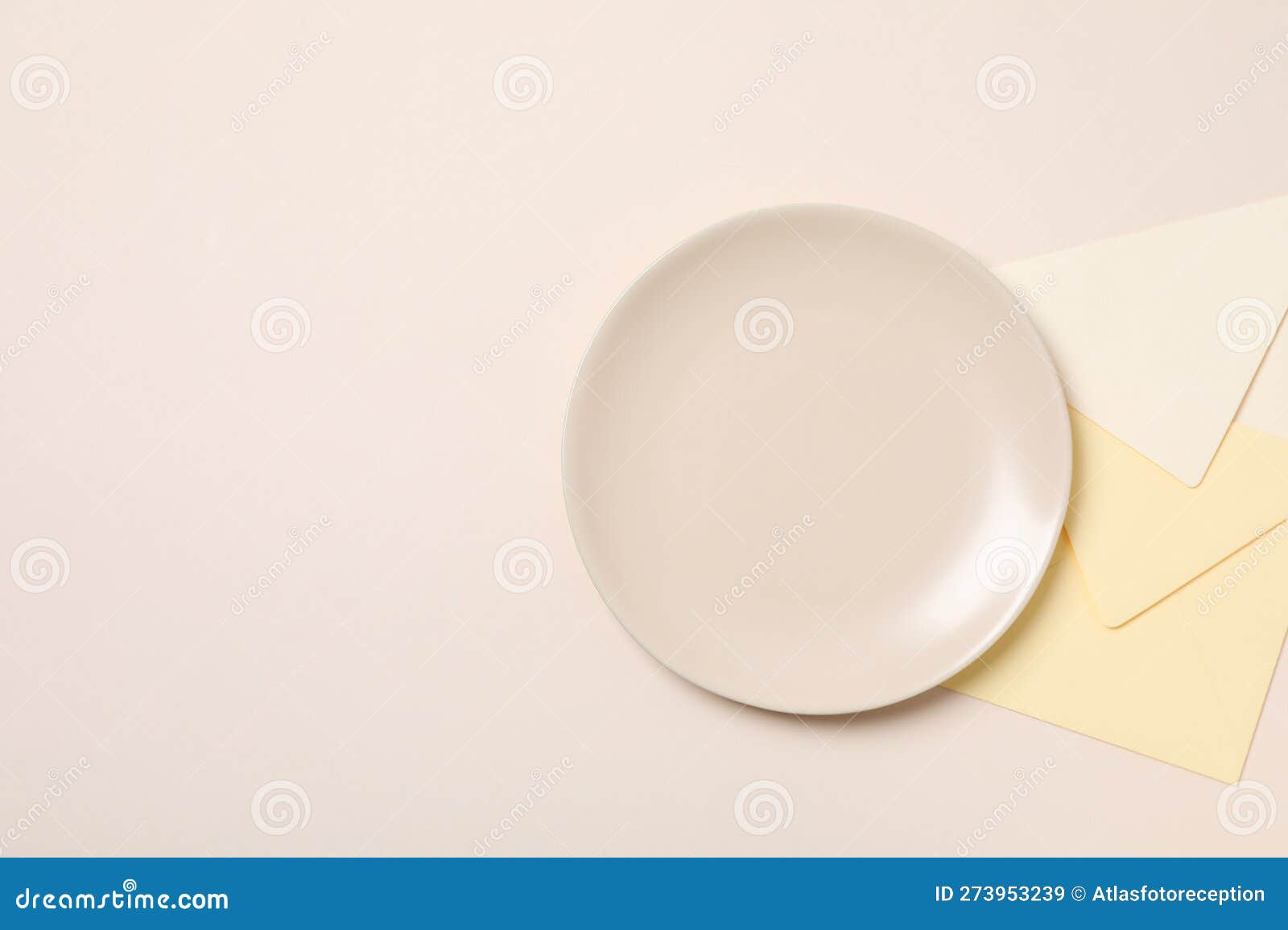 Minimal Table Setting with Blank Dish, Space for Text Stock Image ...