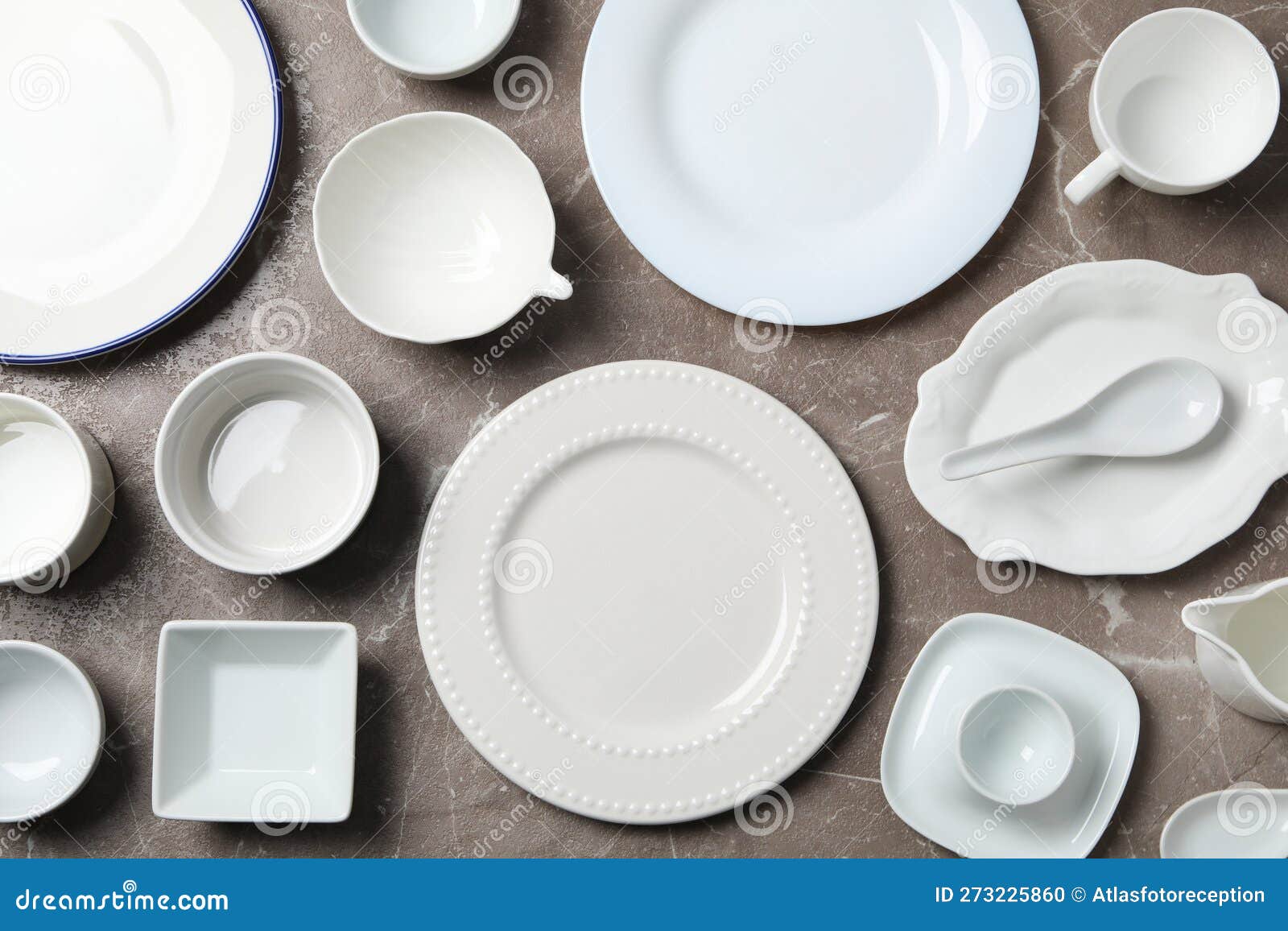 Minimal Table Setting with Blank Dish, Top View Stock Photo - Image of ...