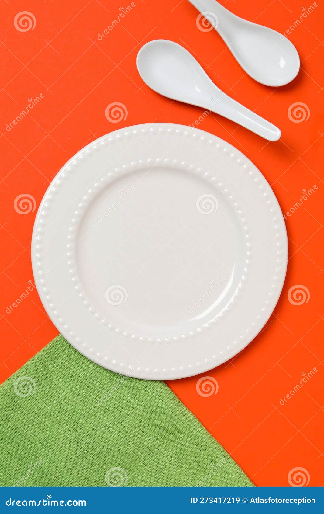 Minimal Table Setting with Blank Dish, Top View Stock Image - Image of ...