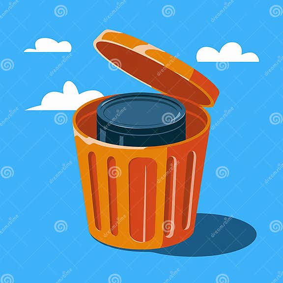 Minimal Trash Bin Icon Illustration Stock Illustration - Illustration ...