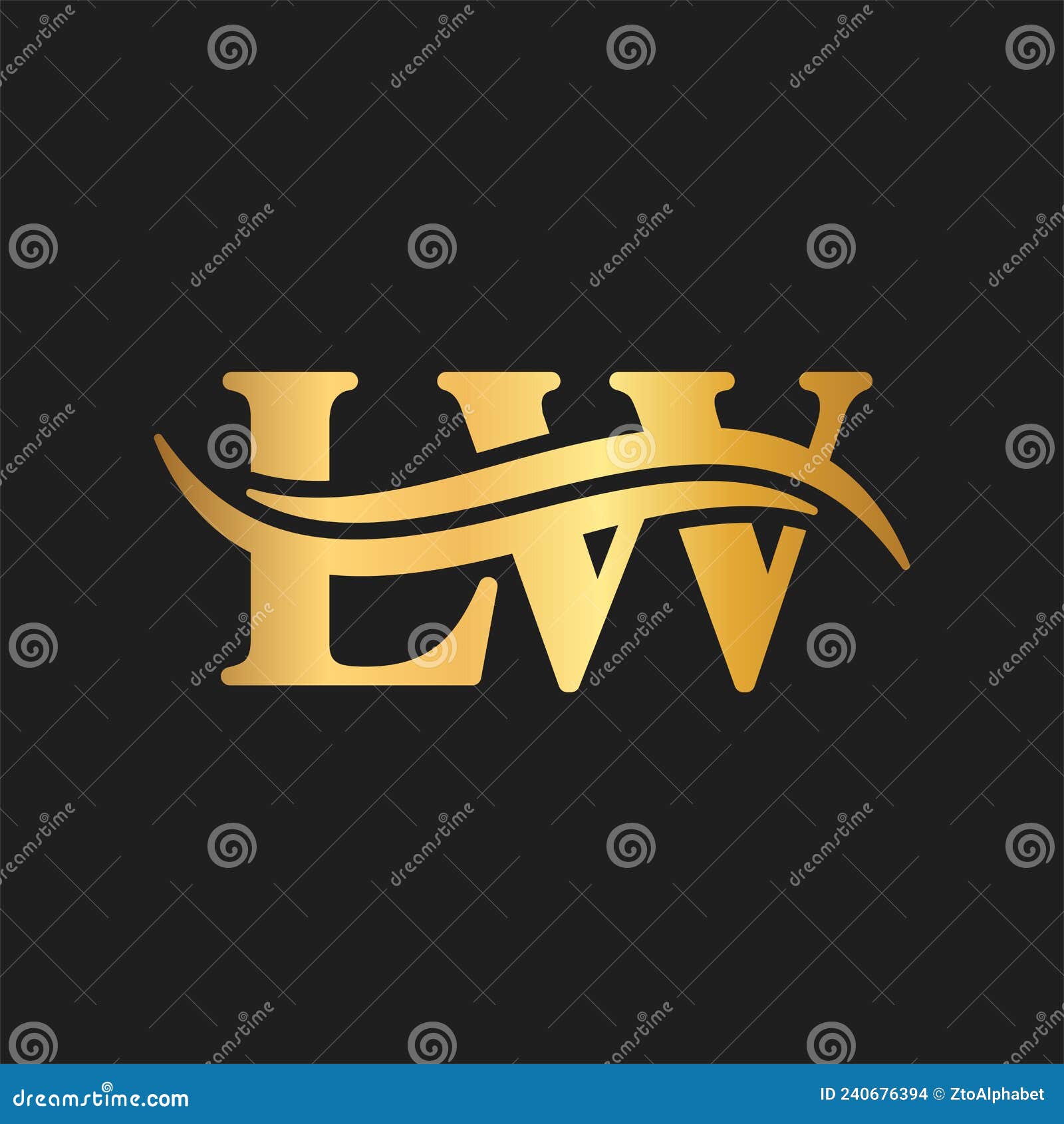 Letter LW Logo Wave Luxury Logotype Design Stock Vector - Illustration ...