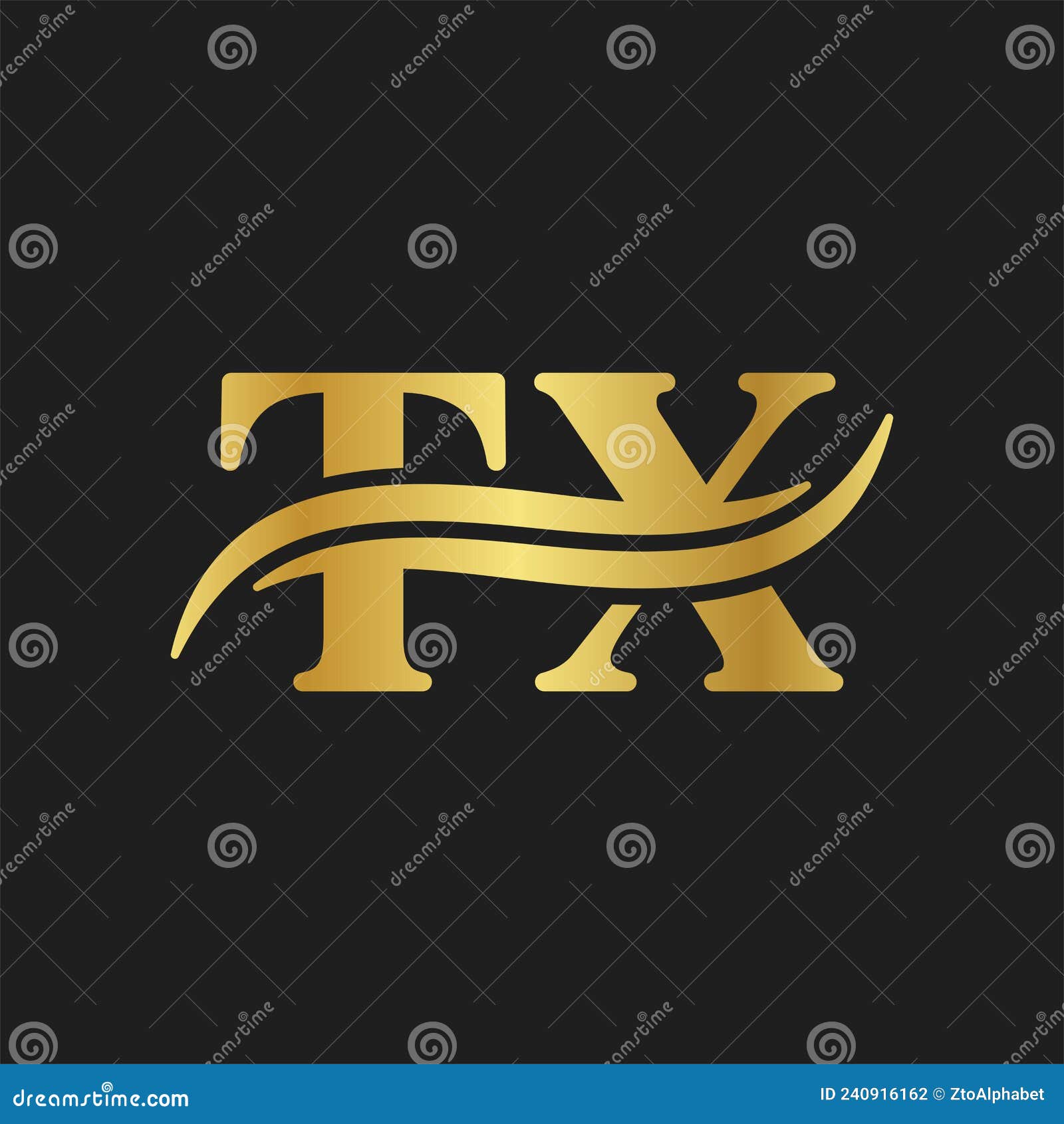 Letter TX Logo Wave Luxury Typeface Design Stock Vector - Illustration ...