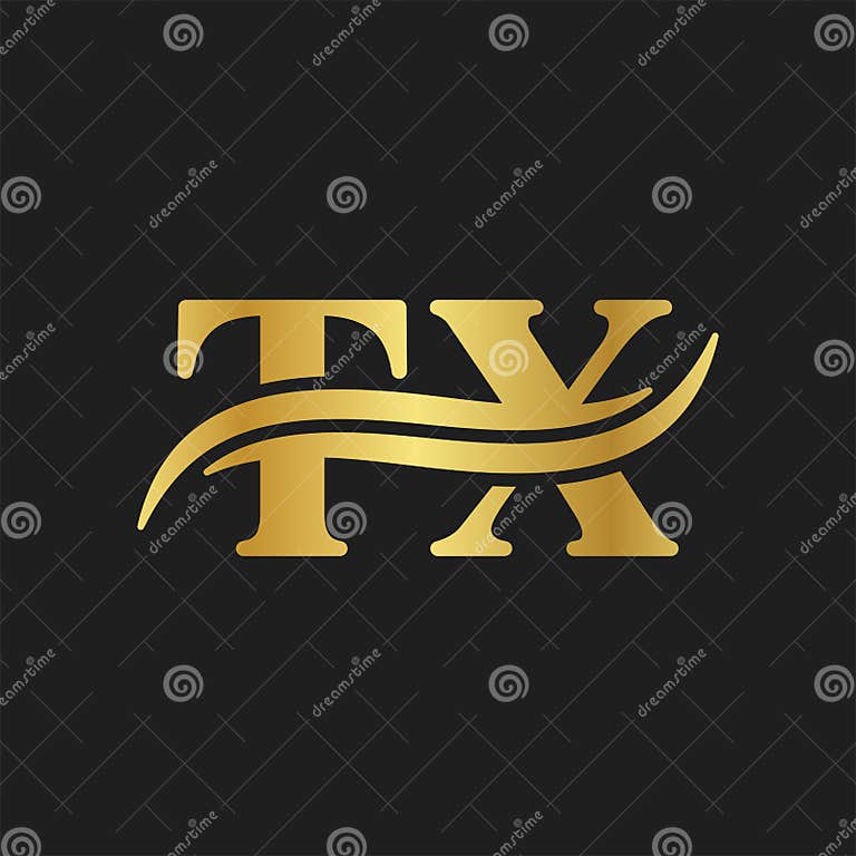Letter TX Logo Wave Luxury Typeface Design Stock Vector - Illustration ...