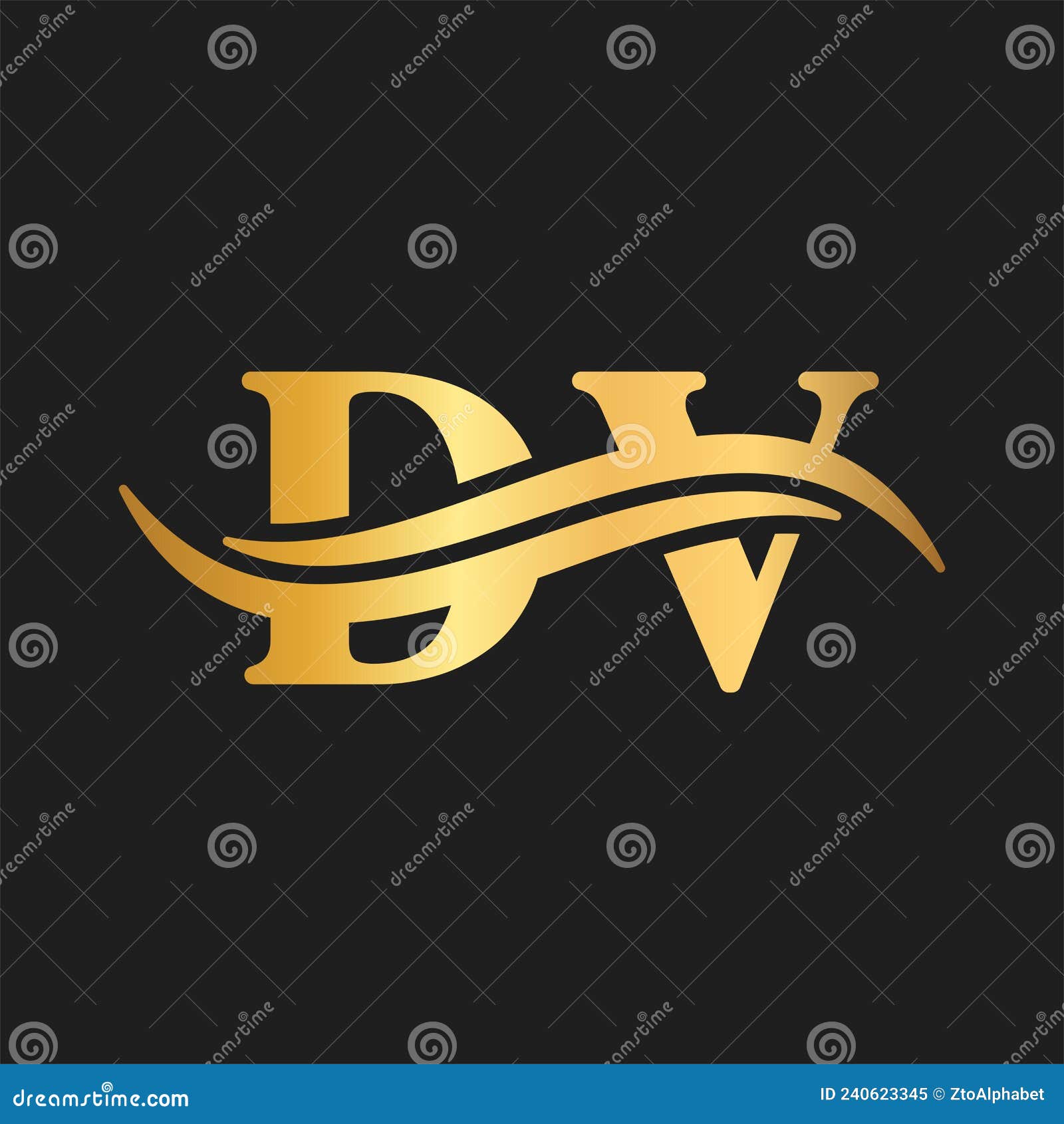 Letter Logo DV Wave Monogram Elegant Design Stock Vector - Illustration ...