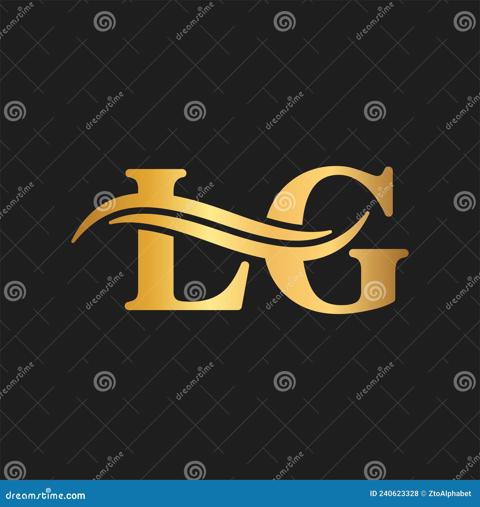 Letter LG Logo Wave Luxury Logotype Design Stock Vector - Illustration ...
