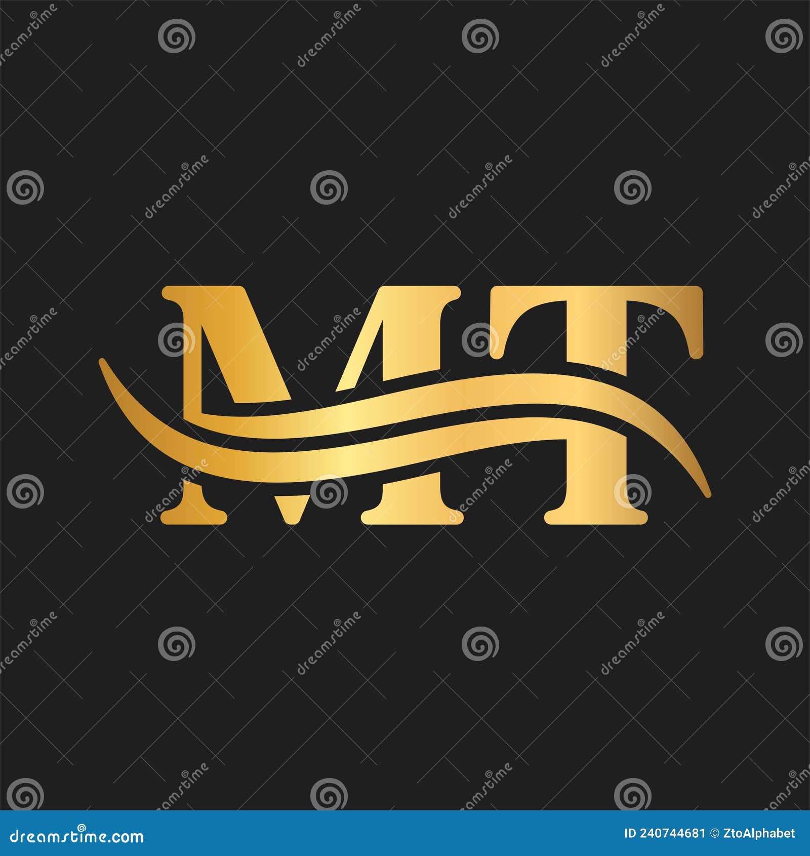 MT Letter Logo Wave Monogram Elegant Design Stock Vector - Illustration ...