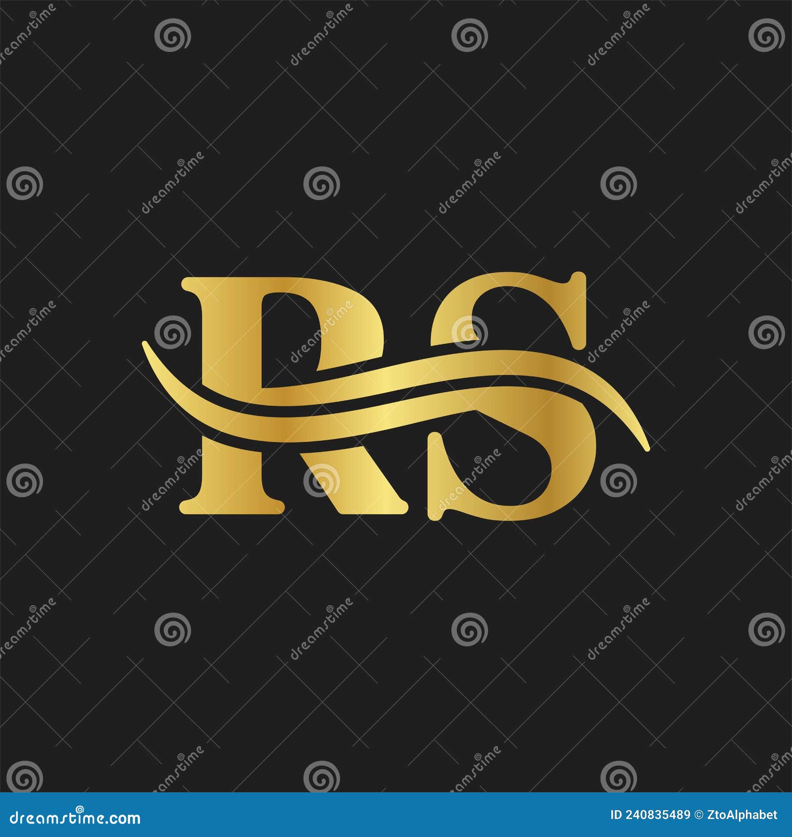 Letter RS Logo Wave Luxury Logotype Design Stock Vector - Illustration ...