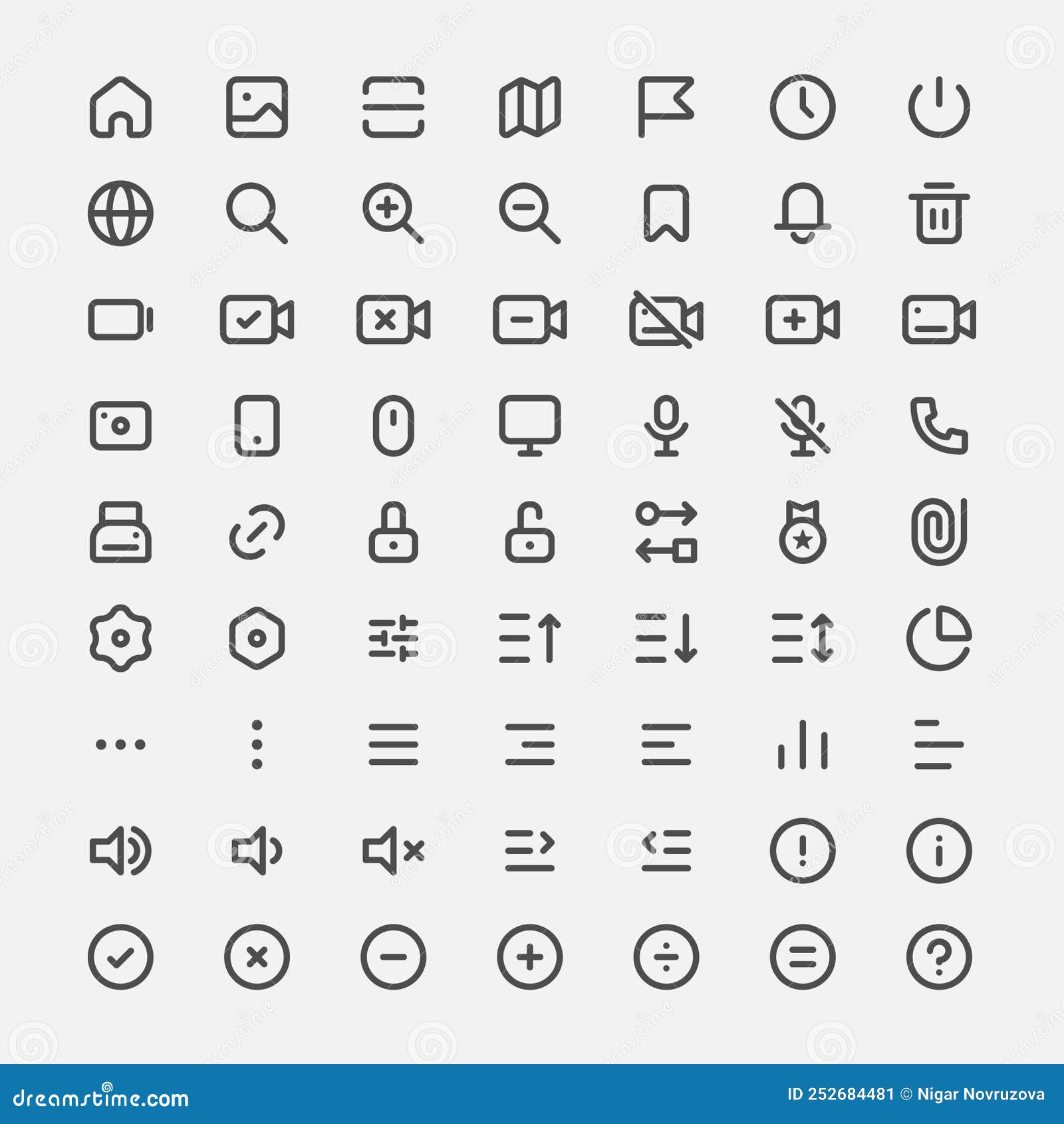 Minimal User Interface Vector Icon Set. Vector Illustration User ...