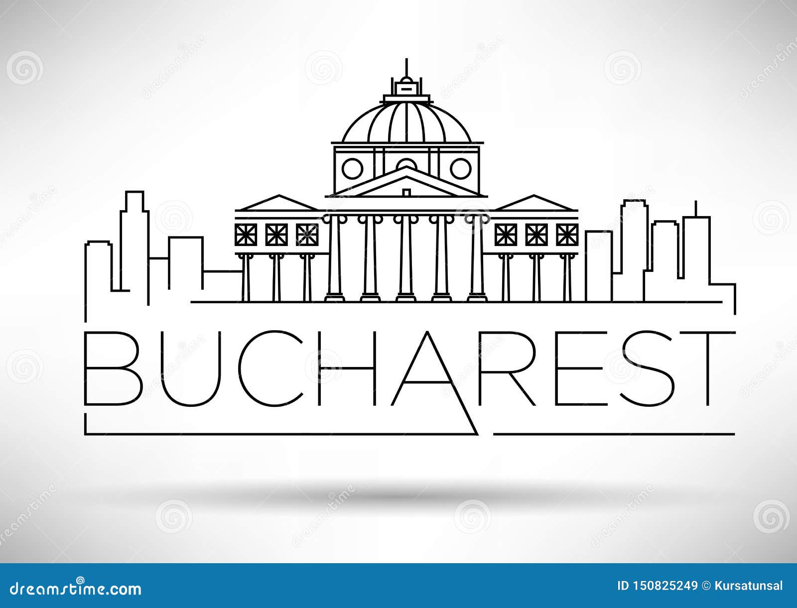 Minimal Vector Bucharest City Linear Skyline with Typographic Design ...