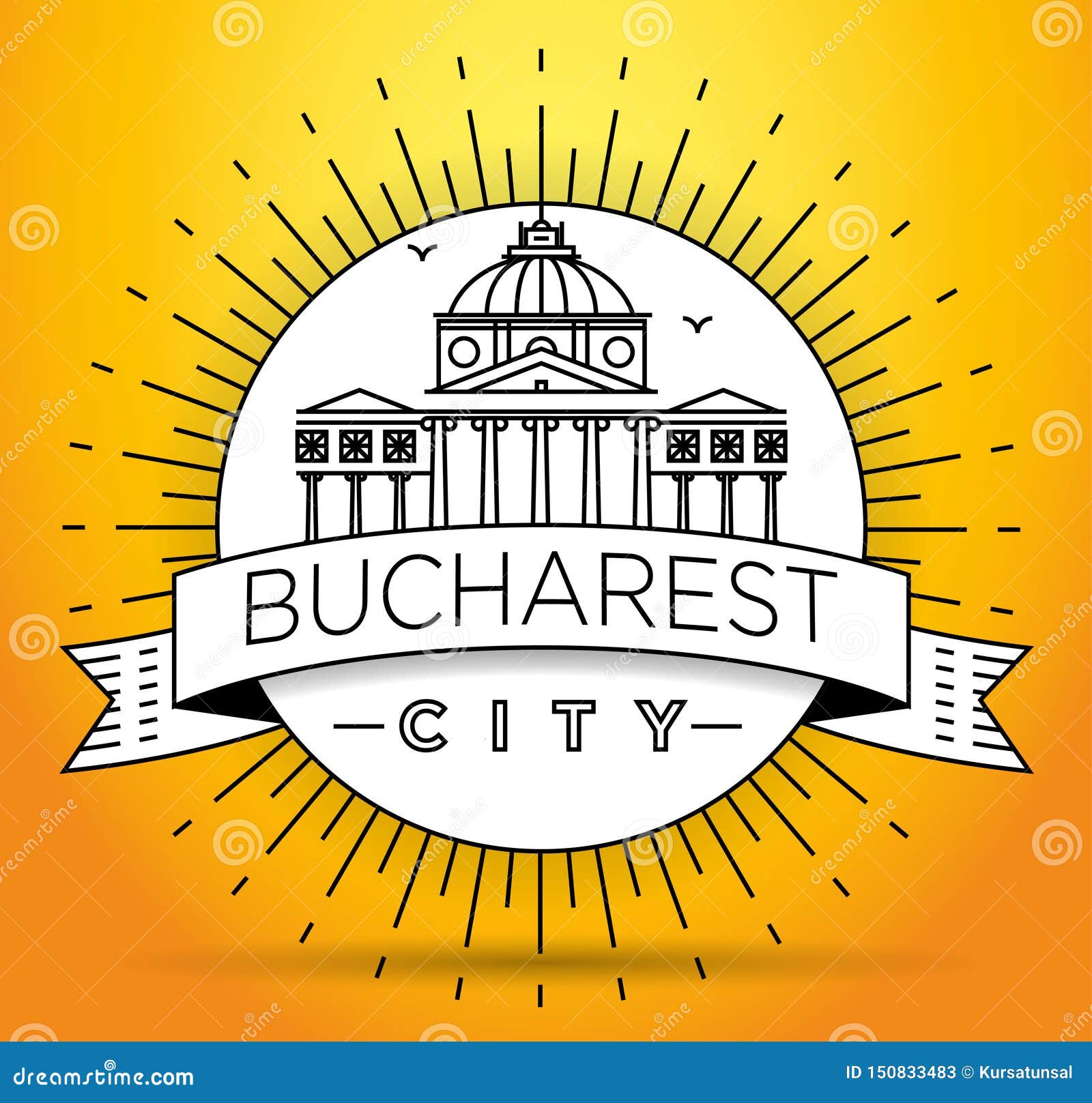 Minimal Vector Bucharest City Linear Skyline with Typographic Design ...