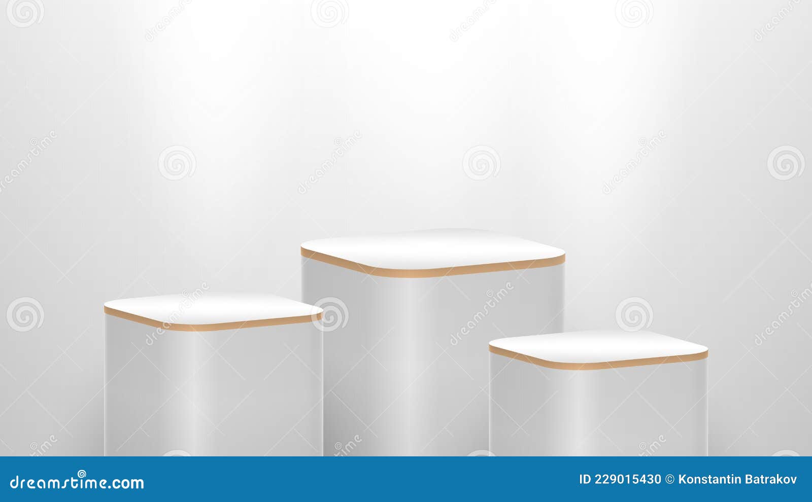 Three Rectangular Podiums with Rounded Corners, with a Light Source on ...