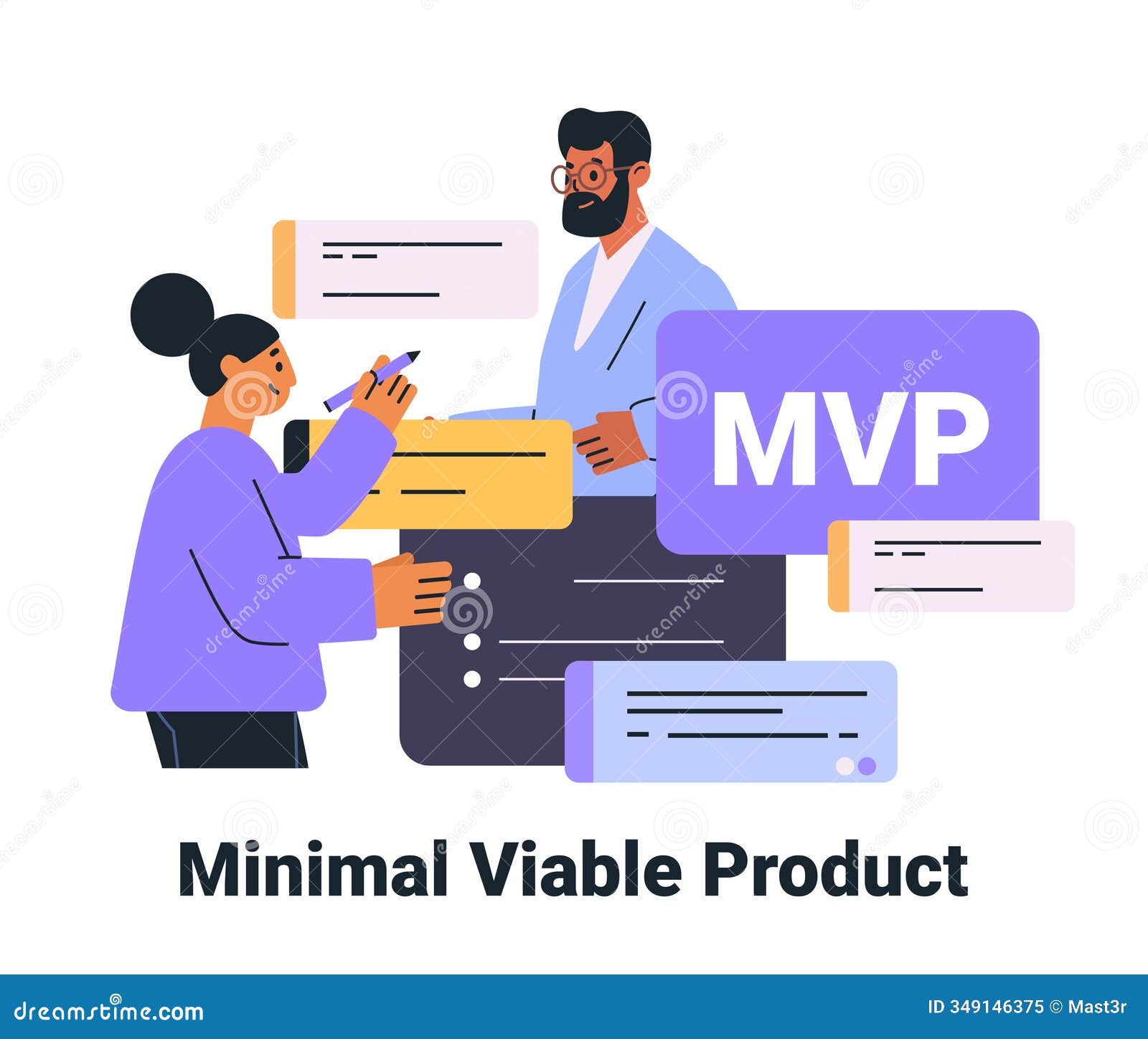 Teamwork Of Characters With Geometric Shapes Set, Corporate Colleague ...