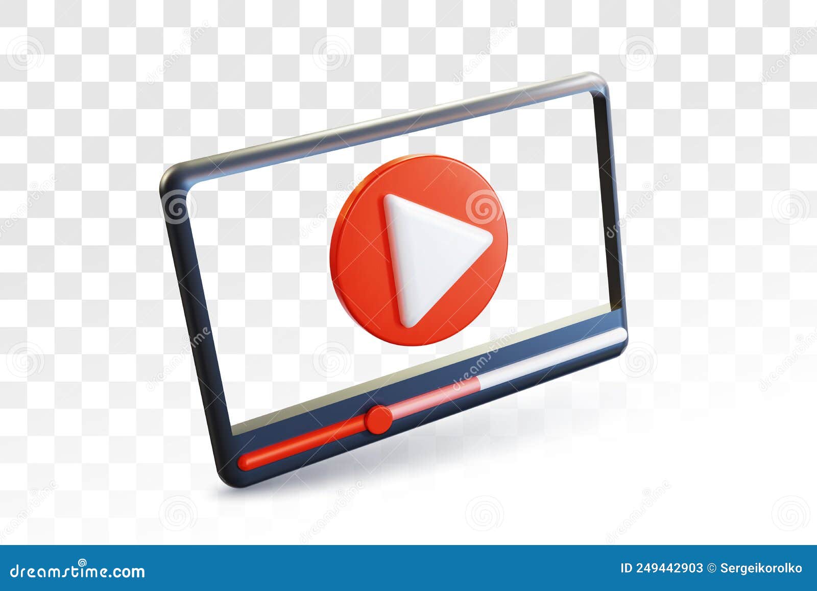 Minimal Video Player or Media Player Interface in Perspective View ...