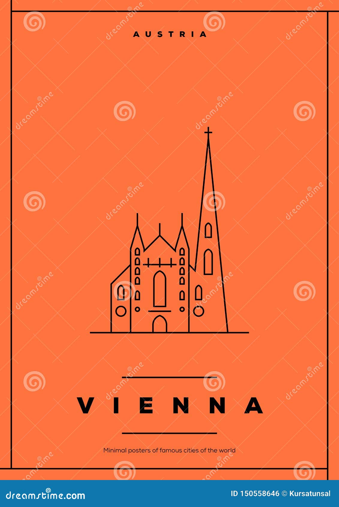 Minimal Vienna City Poster Design Stock Vector - Illustration of icon ...